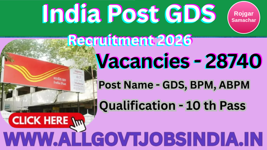 India Post GDS Recruitment 2026 Apply Online for 28740 Posts